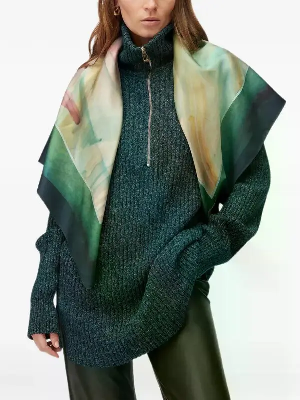 RETORI Miko Veldkamp Print Silk Scarf - Green