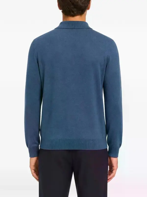 RETORI Argyle-knit Long-sleeve Polo Shirt