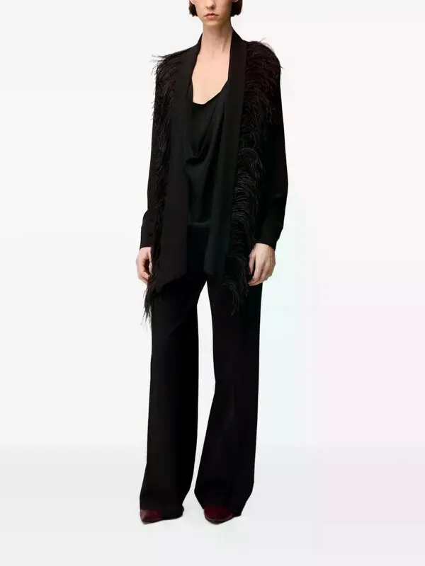 RETORI Retroi Silk Crêpe De Chine Blouse With Ostrich Feather Trim