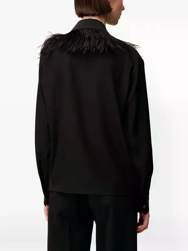 RETORI Retroi Silk Crêpe De Chine Blouse With Ostrich Feather Trim