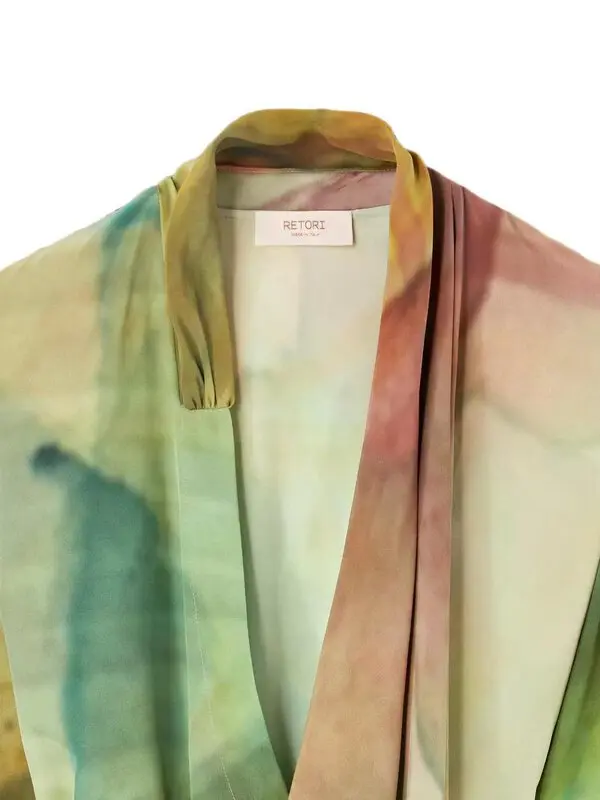 RETORI Retrographic Printed Scarf-detail Dress