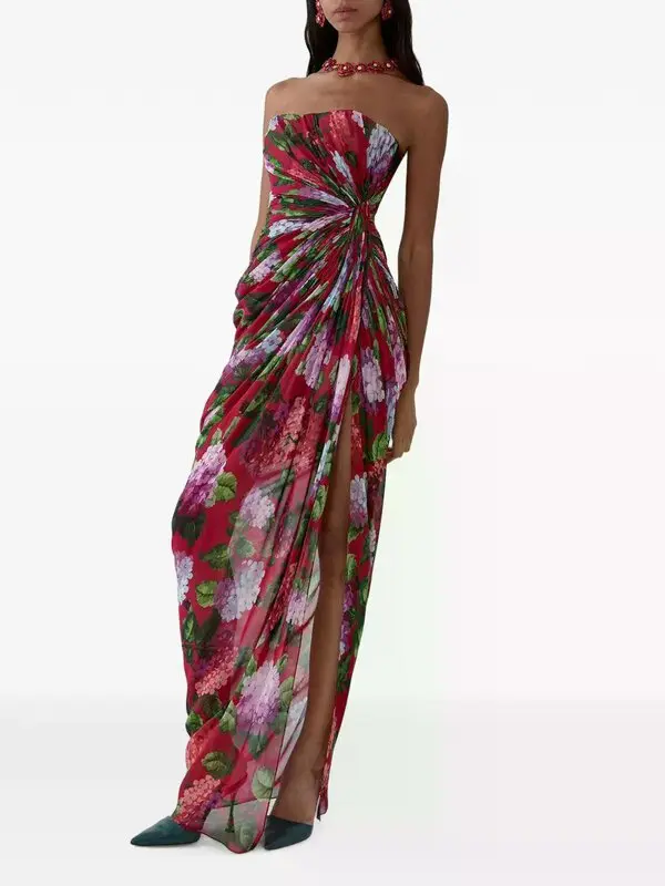 Carolina Herrera Strapless Draped Maxi Dress