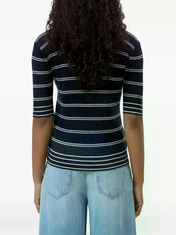 Closed Striped Short-sleeve Polo Top