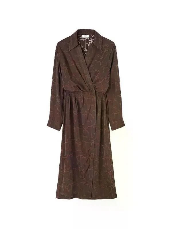 RETORI Devoré-palm Wrap Midi Dress