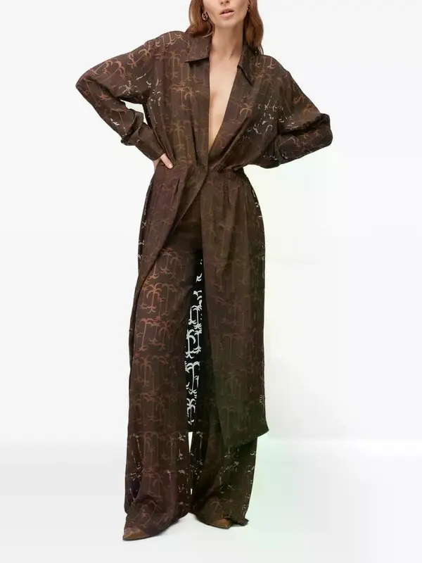 RETORI Devoré-palm Wrap Midi Dress