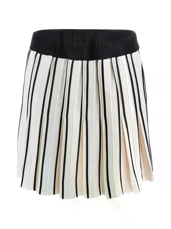 Guess Pleated Striped Mini Skirt - Neutrals