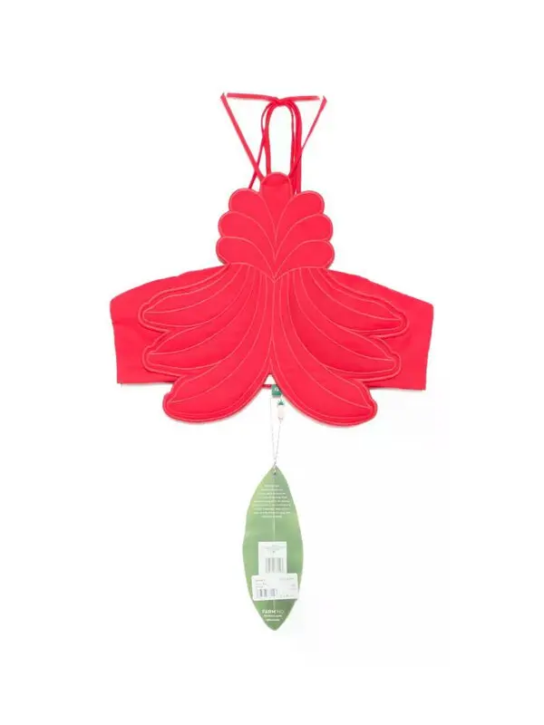 Farm Rio Appliqué Halterneck Cropped Top - Red
