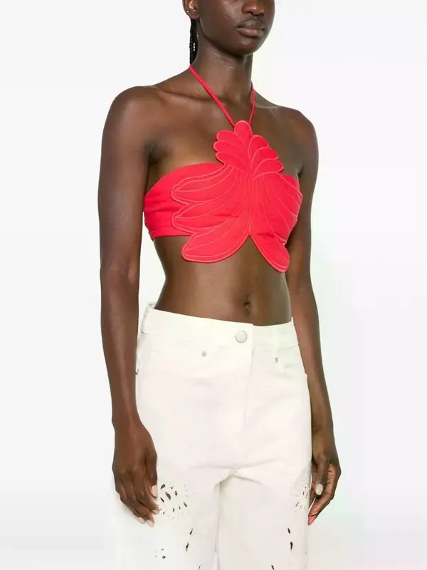 Farm Rio Appliqué Halterneck Cropped Top
