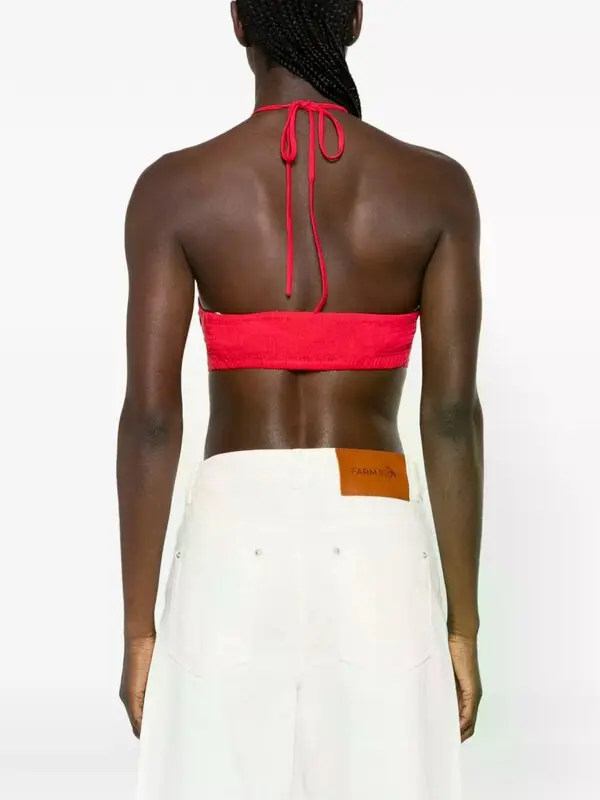 Farm Rio Appliqué Halterneck Cropped Top