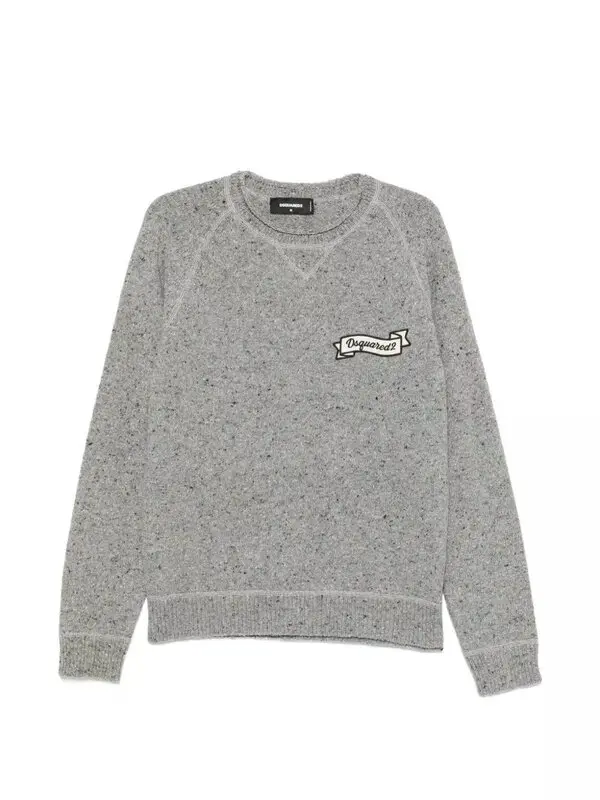 Dsquared2 Logo Patch Flecked Sweater - Grey