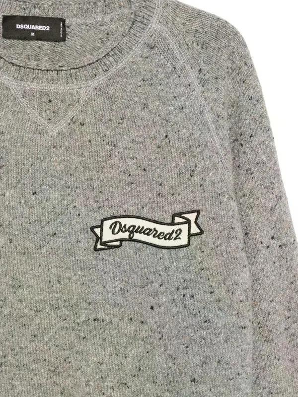 Dsquared2 Logo Patch Flecked Sweater - Grey