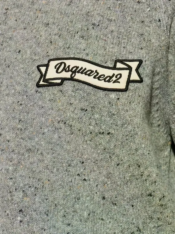 Dsquared2 Logo Patch Flecked Sweater - Grey