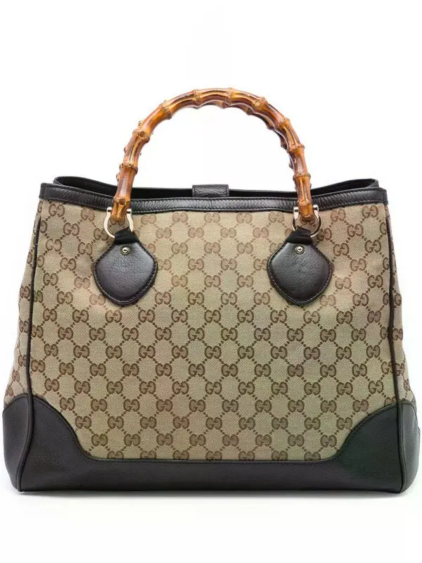 Gucci 2016-2026 Gg Canvas Bamboo Diana Tote Bag - Neutrals
