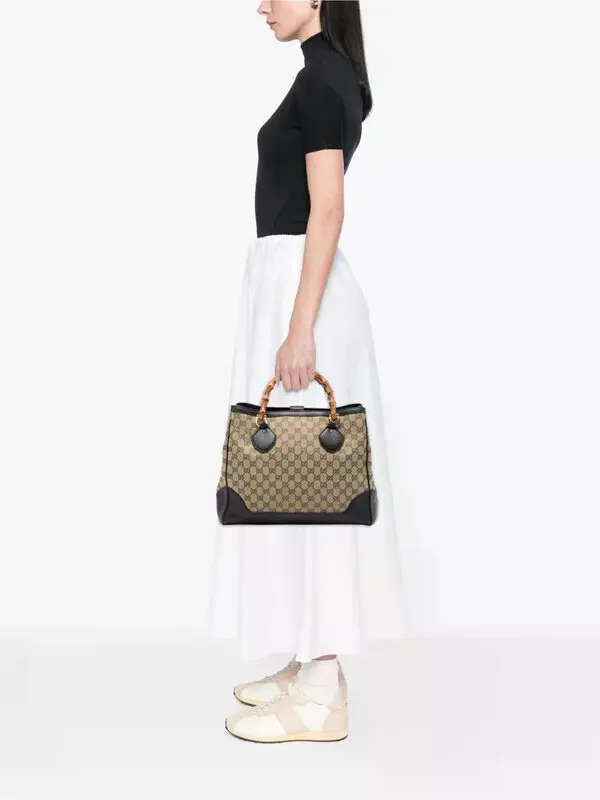 Gucci Gg Canvas Bamboo Diana Tote Bag