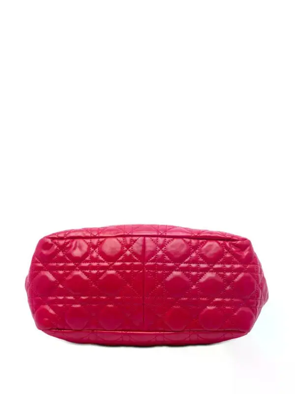 Dior Lambskin Cannage New Lock Whipstitch Chain Flap Shoulder Bag - Pink