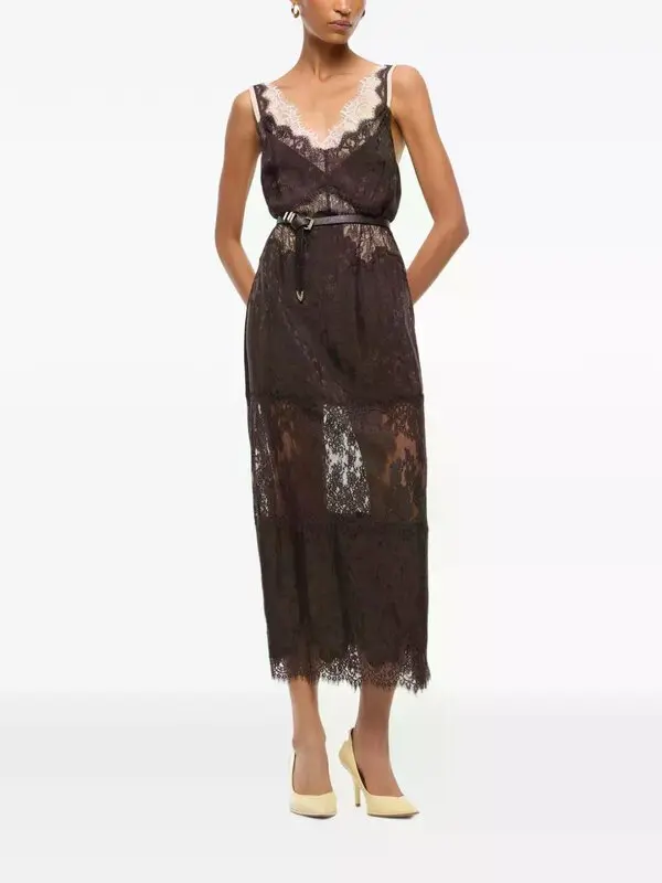 Pinko Midi Slip Dress With Lace Bands