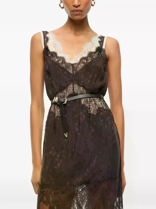 Pinko Midi Slip Dress With Lace Bands