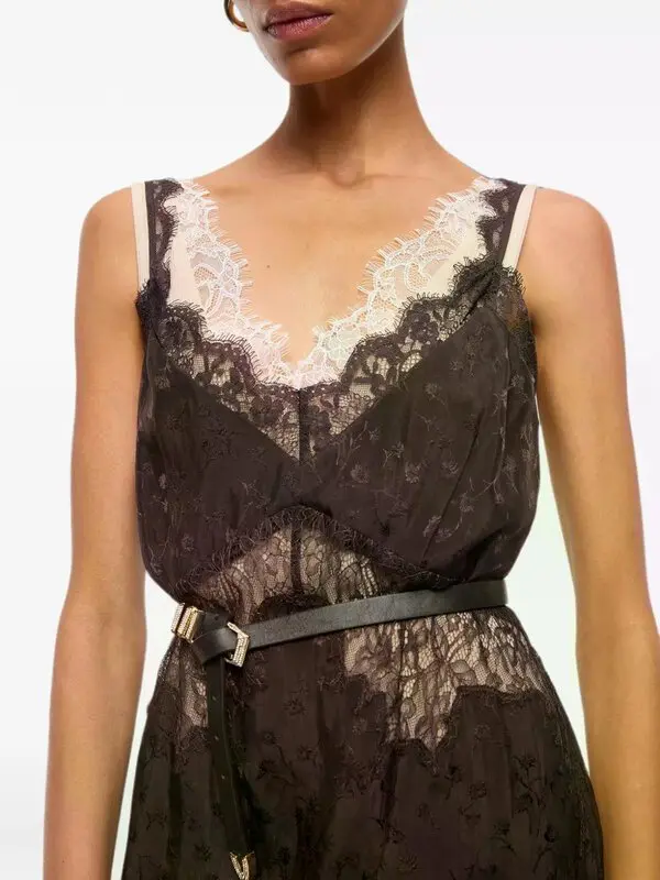 Pinko Midi Slip Dress With Lace Bands