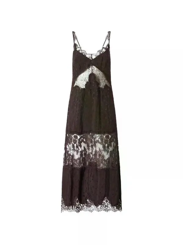 Pinko Sleeveless Lace-trimmed Midi Slip Dress - Brown