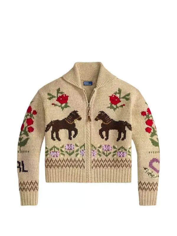 Polo Ralph Lauren Intarsia-knit Shawl-collar Cardigan - Neutrals