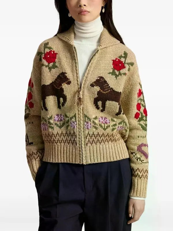 Polo Ralph Lauren Intarsia Knit Shawl Collar Cardigan - Neutrals