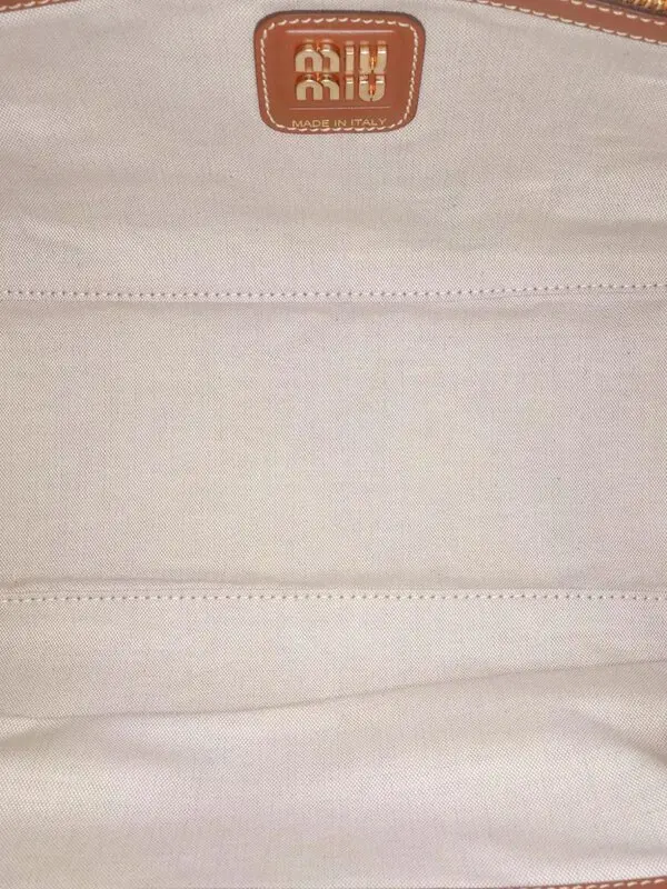 Miu Miu 2010-2026 Large Canvas And Leather Logo Beau Handbag