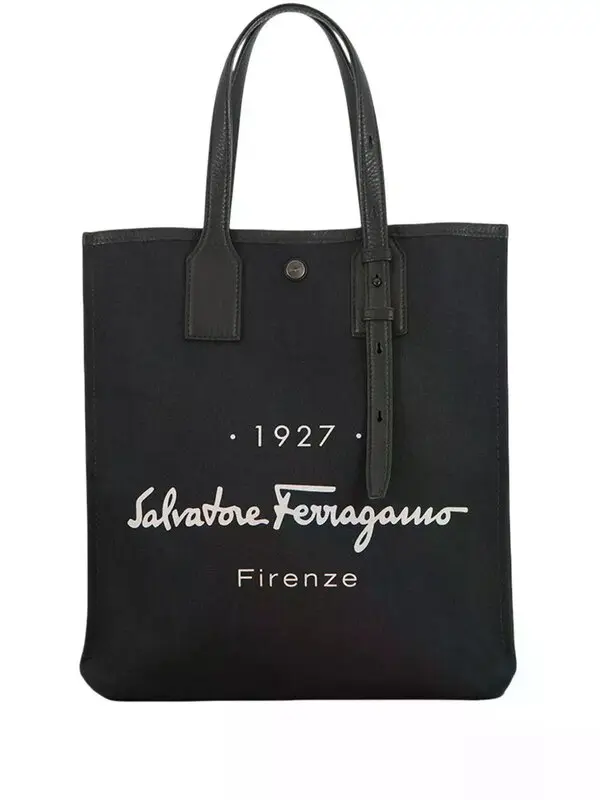 FERRAGAMO 2020-2021 Canvas 1927 Signature Tote Bag - Black