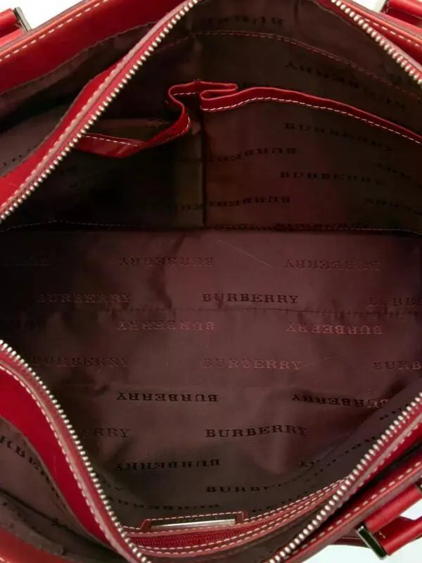 Burberry 2000-2017 Leather Trimmed Tonal Check Canvas Handbag