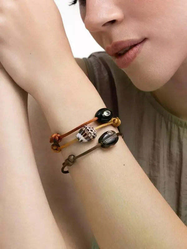 DEZSO Smoky Quartz And Garnet Cowry Bracelet In 18k Rose Gold