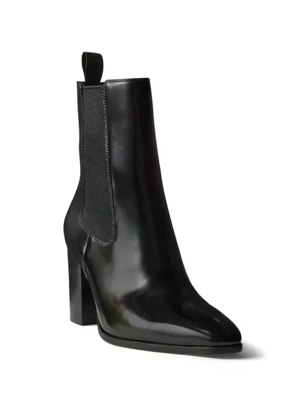 Ralph Lauren Raelynn Glazed Leather Block Heel Boots
