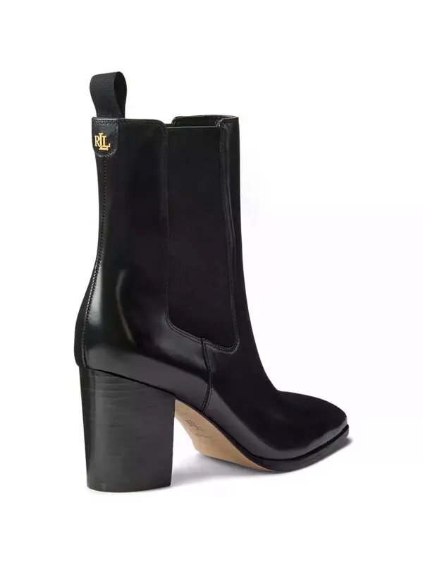 Ralph Lauren Raelynn Glazed Leather Block Heel Boots