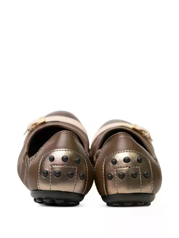 TOD'S Buckled Leather Ballet Flats - Brown