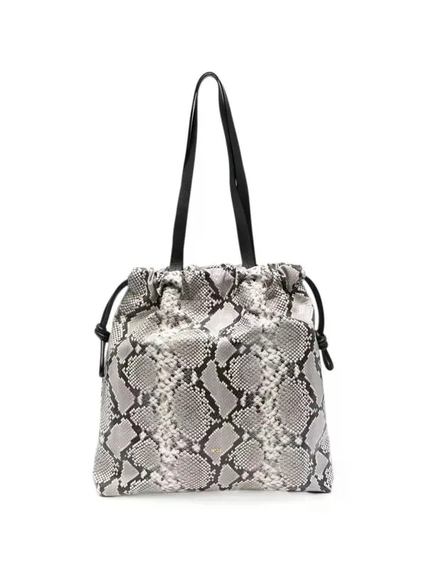 N°21 Eva Snakeskin-effect Drawstring Shoulder Bag - Grey