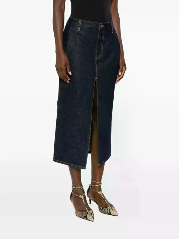 Khaite Anden Front-slit Denim Skirt