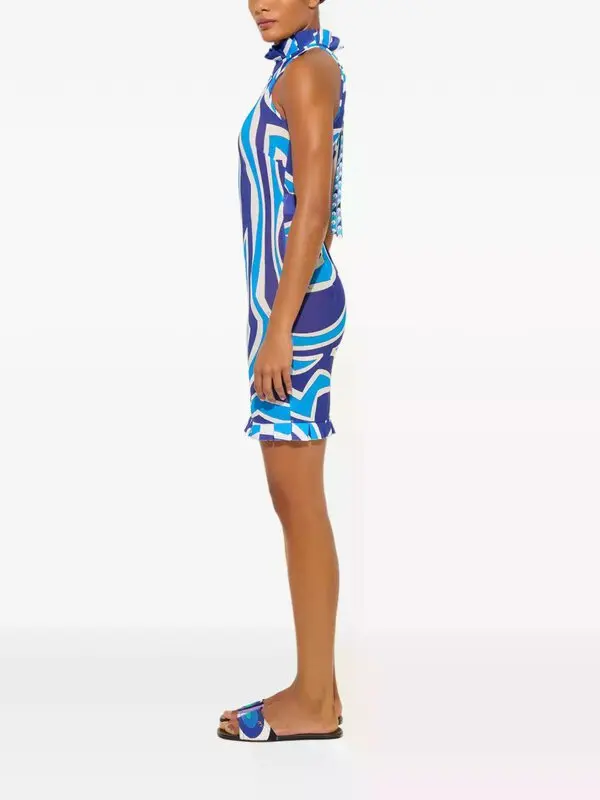 Emilio Pucci Labirinto-print Dress With Ruffle Details