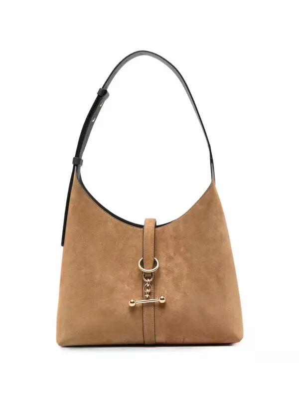Strathberry Suede Shoulder Bag With Bar Detail - Brown