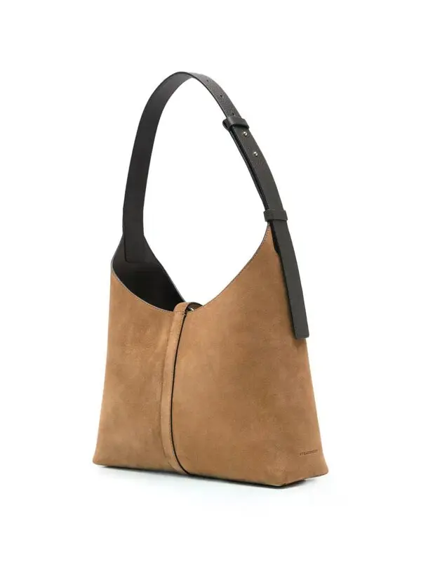 Strathberry Suede Shoulder Bag With Bar Detail - Brown