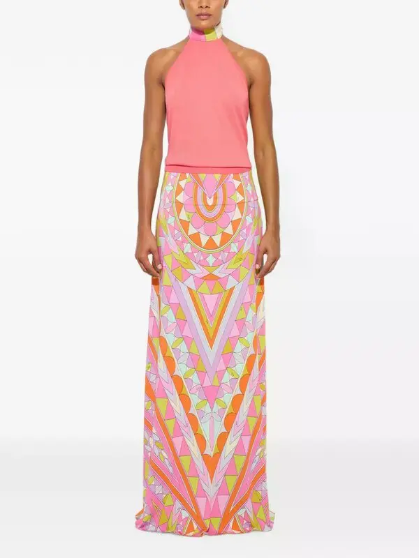 Emilio Pucci Graphic-print High-waisted Maxi Skirt - Pink