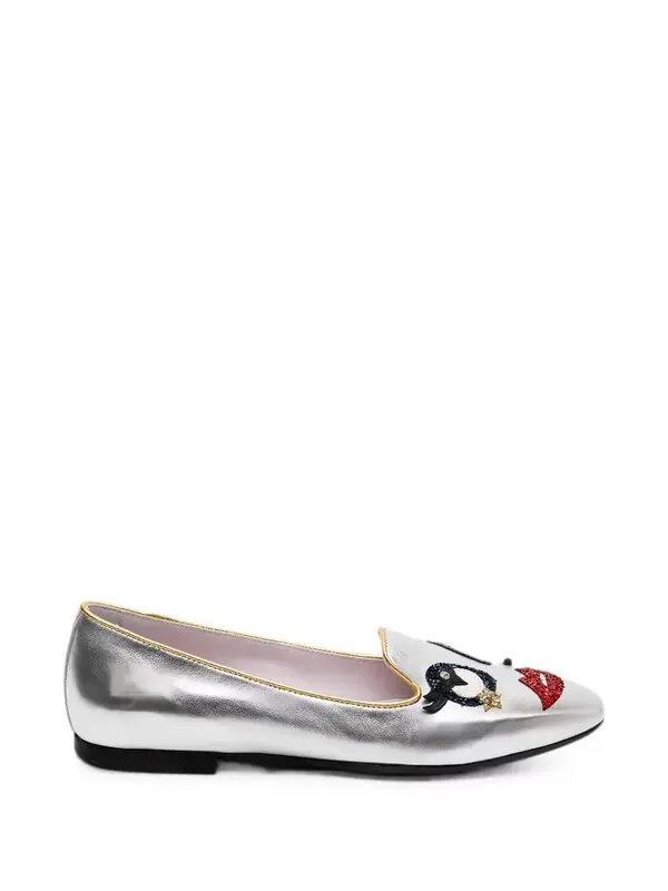 TOD'S Sequin-embellished Metallic-effect Loafers