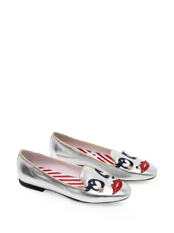 TOD'S Sequin-embellished Metallic-effect Loafers