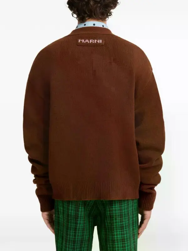 Marni Embroidered Virgin Wool Cardigan