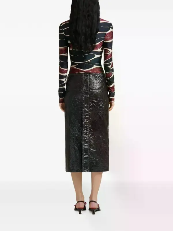 Marni Crinkled Midi Skirt With Embellished Daisies