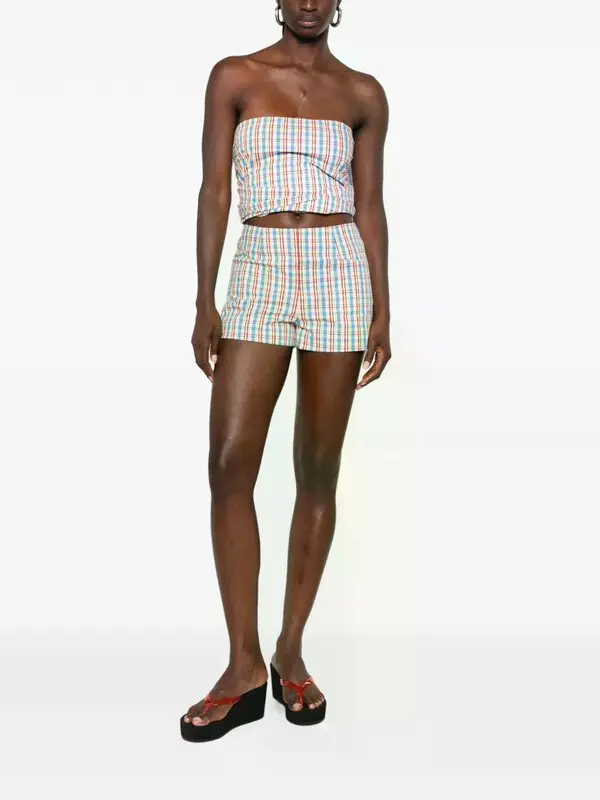 Faithfull The Brand Aurora Checkered High-waisted Shorts