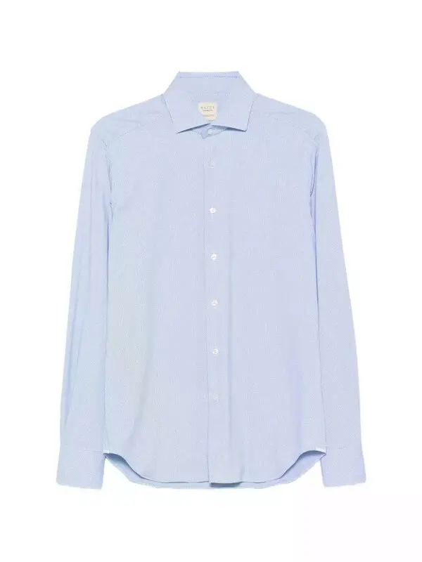 XACUS Geometric-print Spread-collar Shirt - Blue