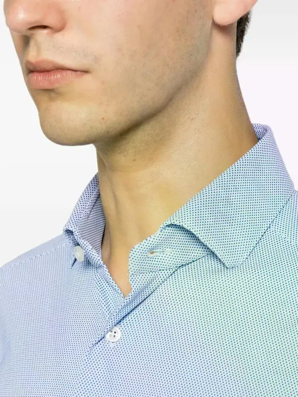 XACUS Geometric-print Spread-collar Shirt