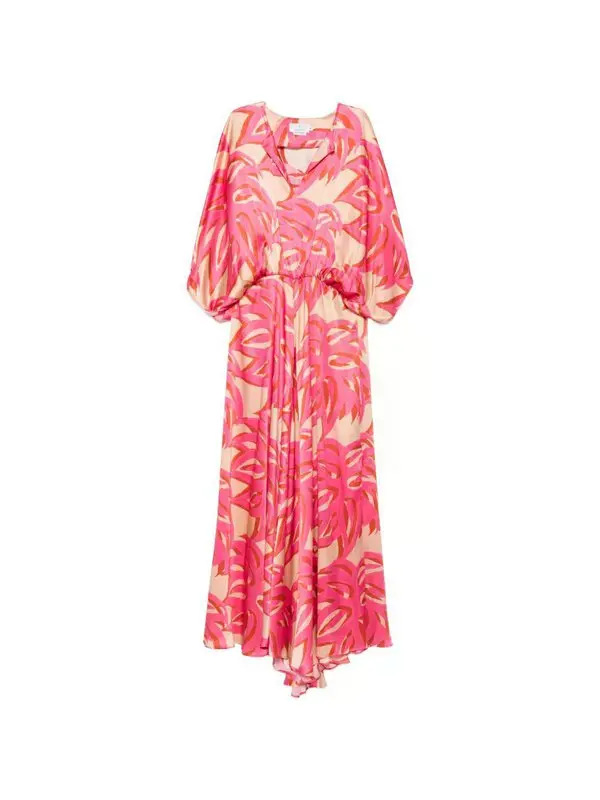 Themis Z Ismene Abstract Print V-neck Maxi Dress - Pink