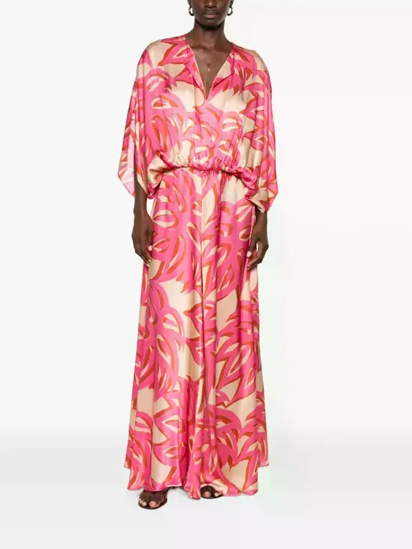 Themis Z Ismene Abstract Print V-neck Maxi Dress