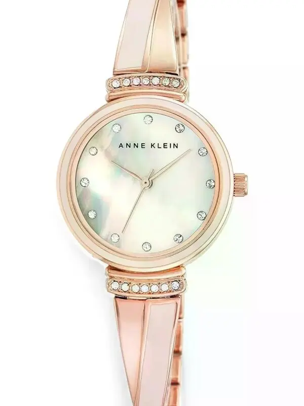 Anne Klein Rose Gold Tone Crystal Bangle Watch - Neutrals