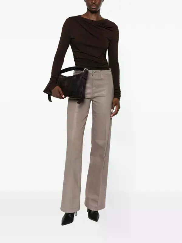 L'Agence Cayton Coated Wide-leg Jeans