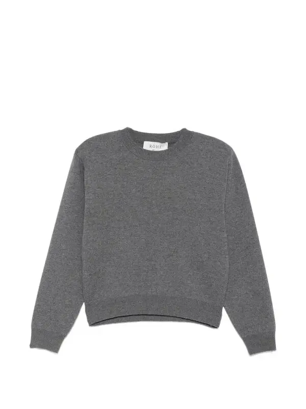 RÓHE Ribbed-trim Fine Knit Crew Neck Sweater - Grey